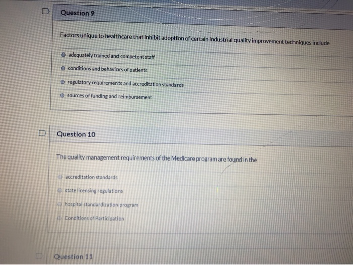 Solved D Question 7 Which of the following healthcare | Chegg.com