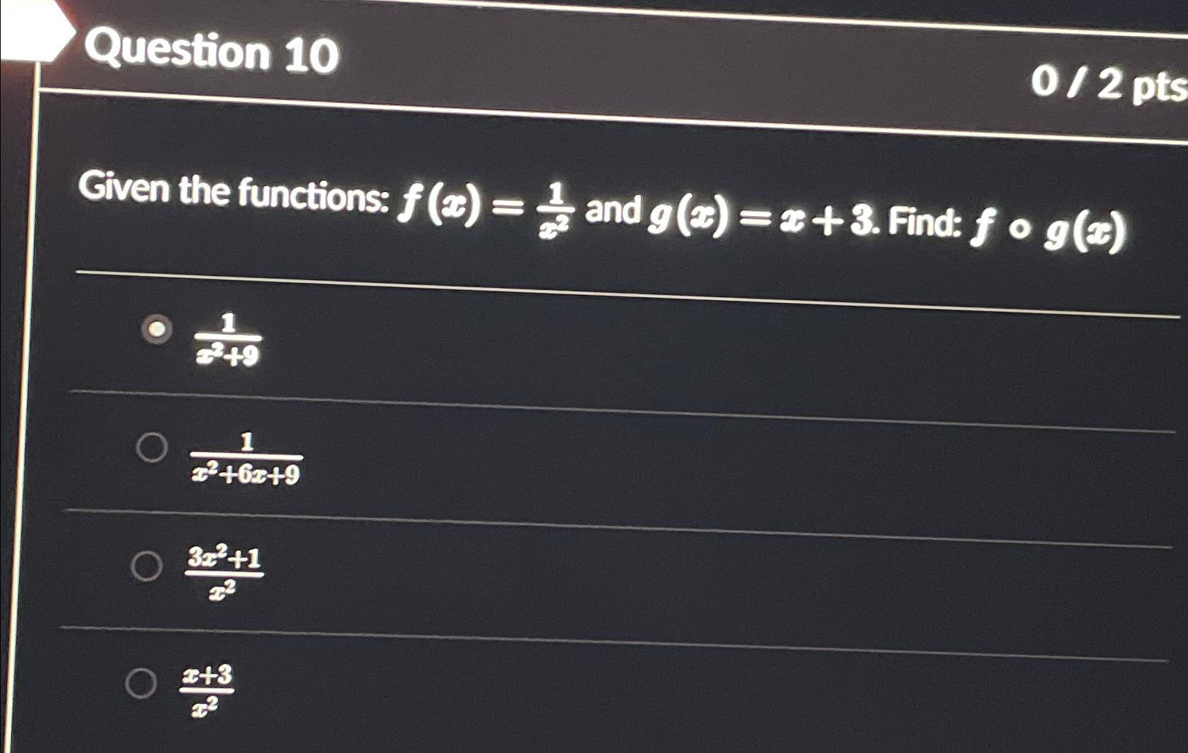 Solved Question 1002 ﻿ptsgiven The Functions F X 1x2 ﻿and