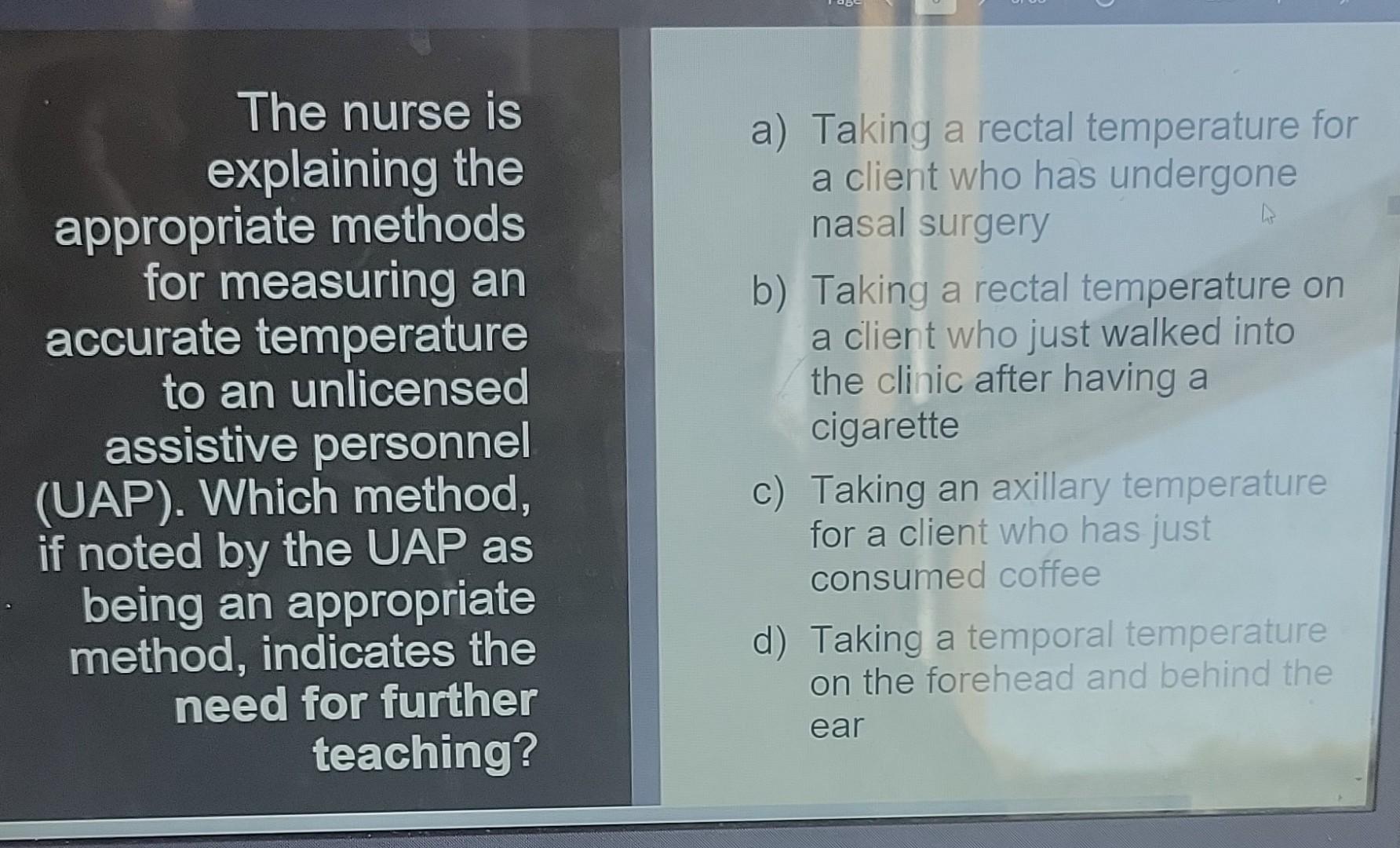 Solved The nurse is explaining the appropriate methods for | Chegg.com