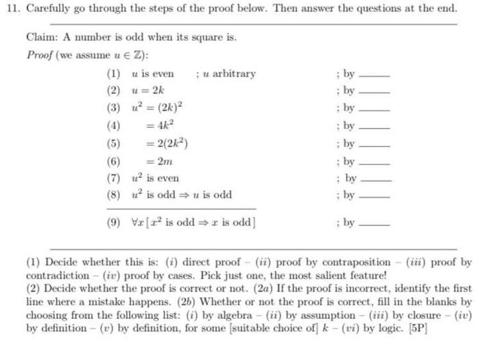 Solved 11. Carefully go through the steps of the proof | Chegg.com