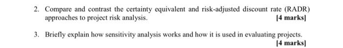 Solved 2. Compare and contrast the certainty equivalent and | Chegg.com