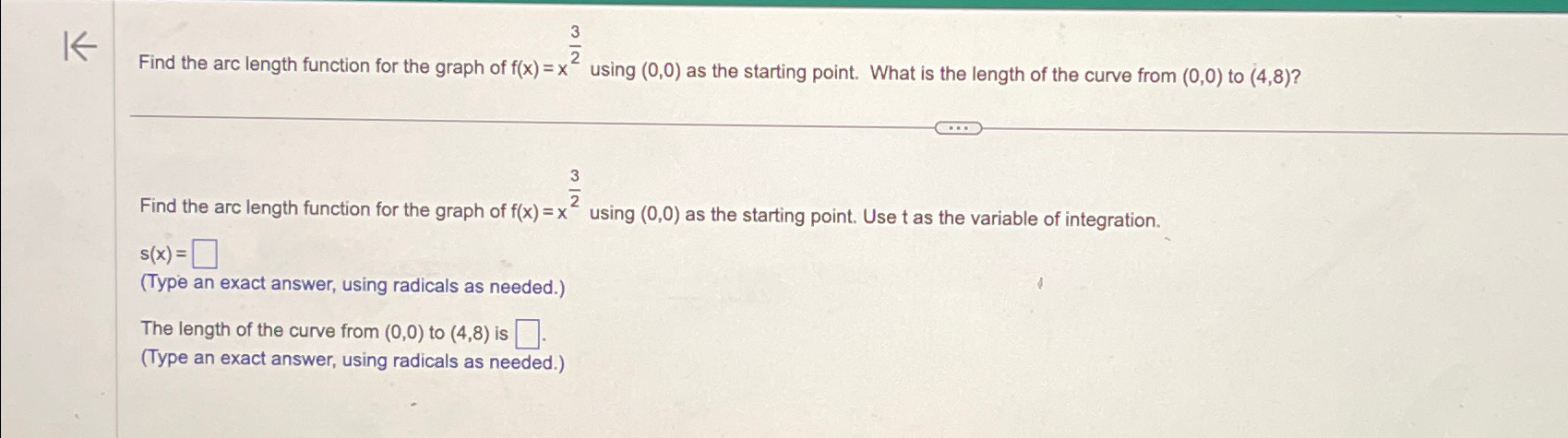 Solved Find the arc length function for the graph of | Chegg.com