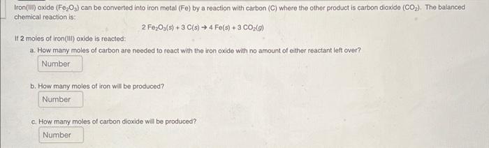 Solved Iron(III) oxide (Fe2O3) can be corverted into iron | Chegg.com