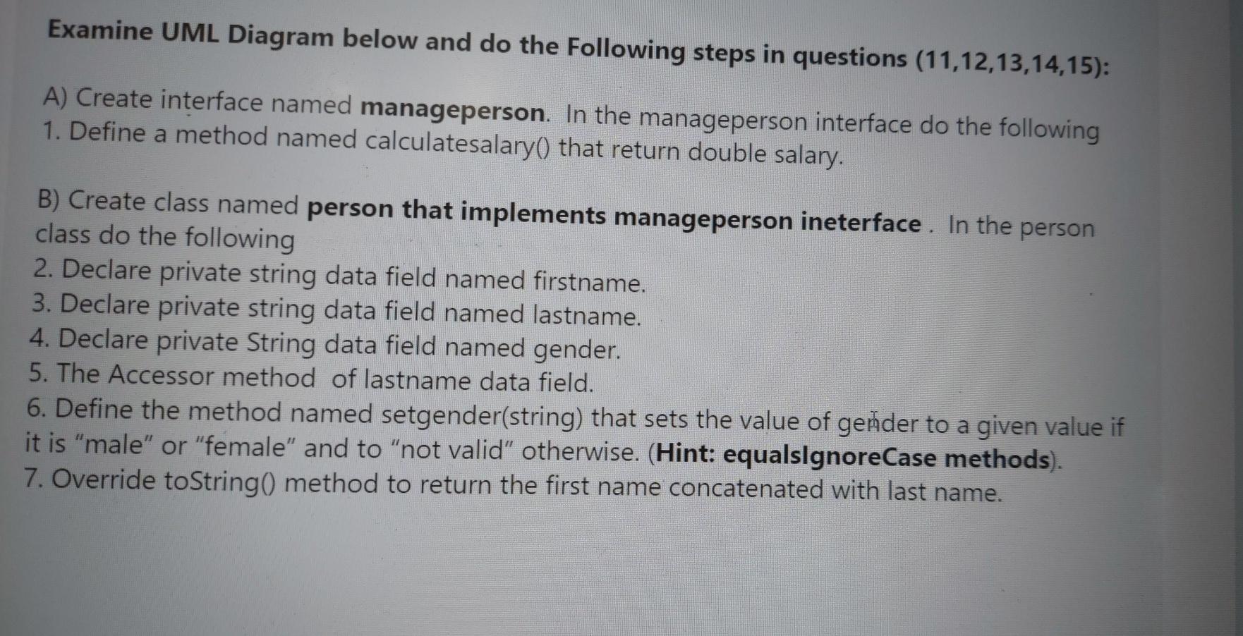 Solved Examine UML Diagram below and do the following steps | Chegg.com