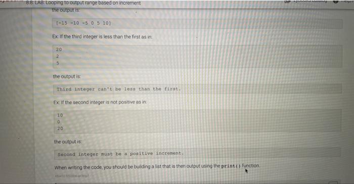 Solved 88 Lab Looping To Output Range Based On Increment