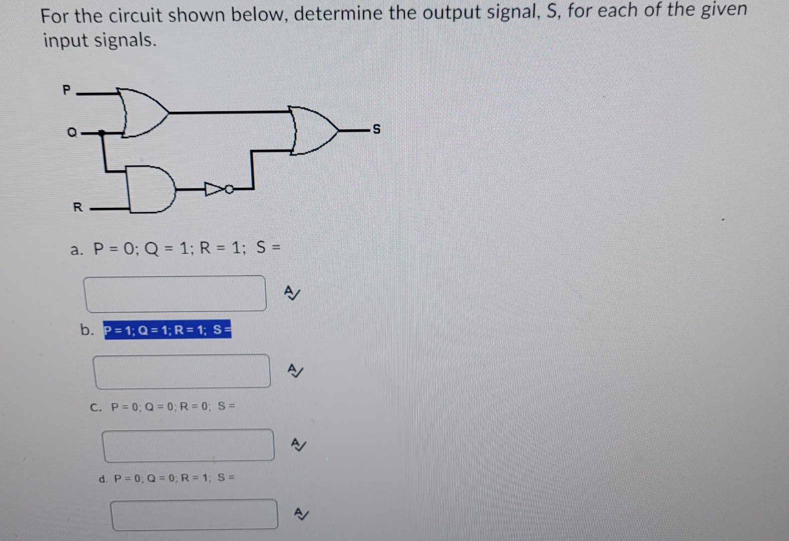 Solved For the circuit shown below, determine the output | Chegg.com