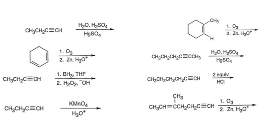 Solved CH3 CH3CH2C=CH H20, H2SO4 HgSO4 1.03 2. Zn, H30* H 1. | Chegg.com
