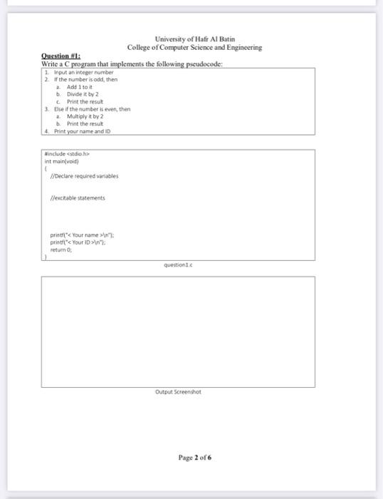 Solved University of Hafr Al Batin College of Computer | Chegg.com
