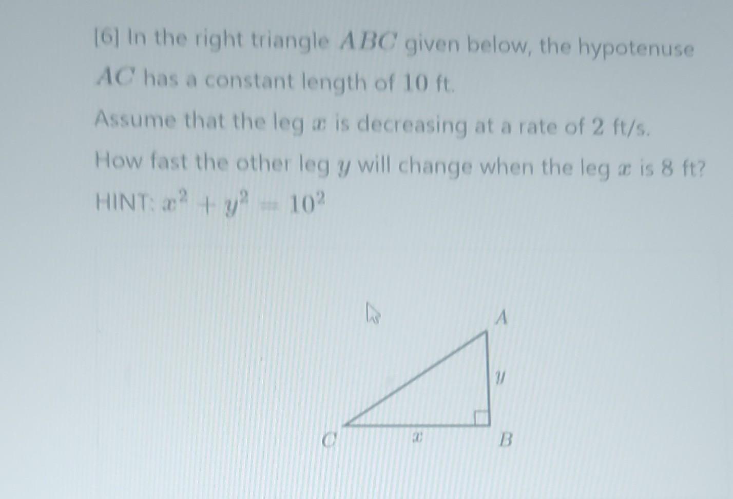 Solved 16) In the right triangle ABC given below, the | Chegg.com