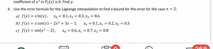 Solved 4. Use the error formula for the Lagrange | Chegg.com
