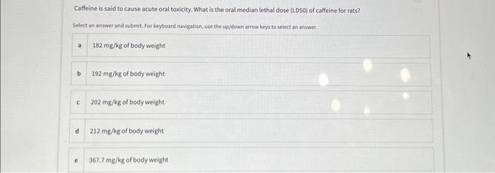 Solved Caffeine is said to cause acute oral toxicity. What | Chegg.com