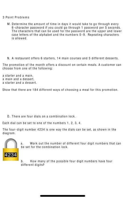 Solved 3 Point Problems M. Determine the amount of time in | Chegg.com