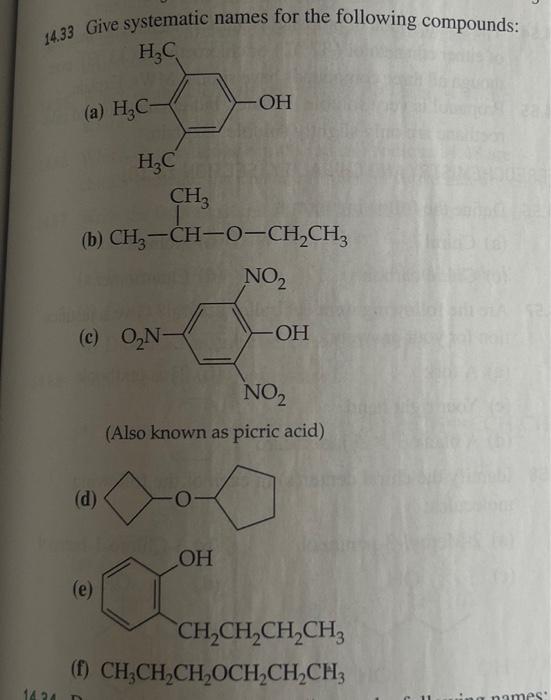 Solved 14.33 Give systematic names for the following | Chegg.com