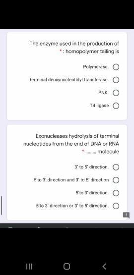 Solved The enzyme used in the production of *: homopolymer | Chegg.com