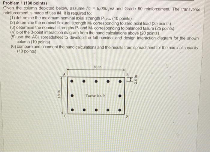 [Solved]: Problem 1 (100 points) Given the column depicted