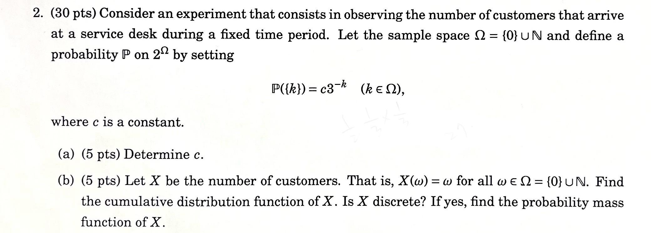 Solved ( 30pts ) ﻿Consider an experiment that consists in | Chegg.com