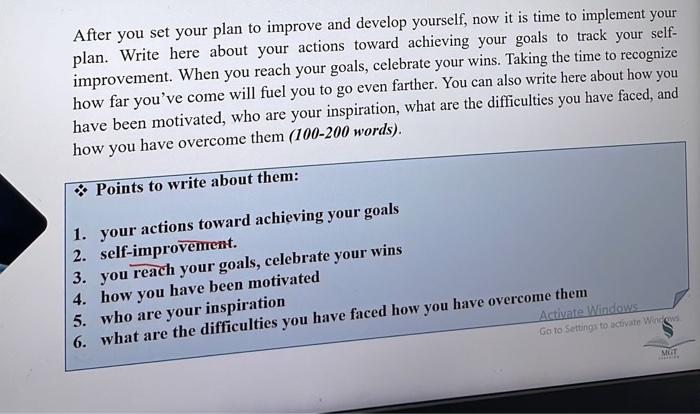 Solved After you set your plan to improve and develop | Chegg.com