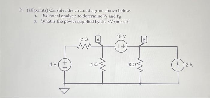 Solved 2. (10 points) Consider the circuit diagram shown | Chegg.com
