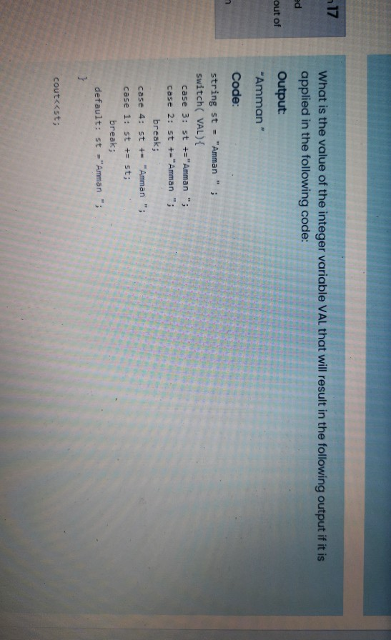 Solved 17 ed What is the value of the integer variable VAL | Chegg.com