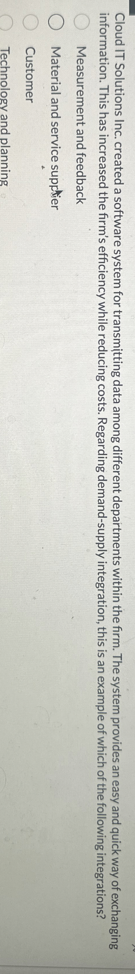 Solved Cloud IT Solutions Inc. created a software system for | Chegg.com