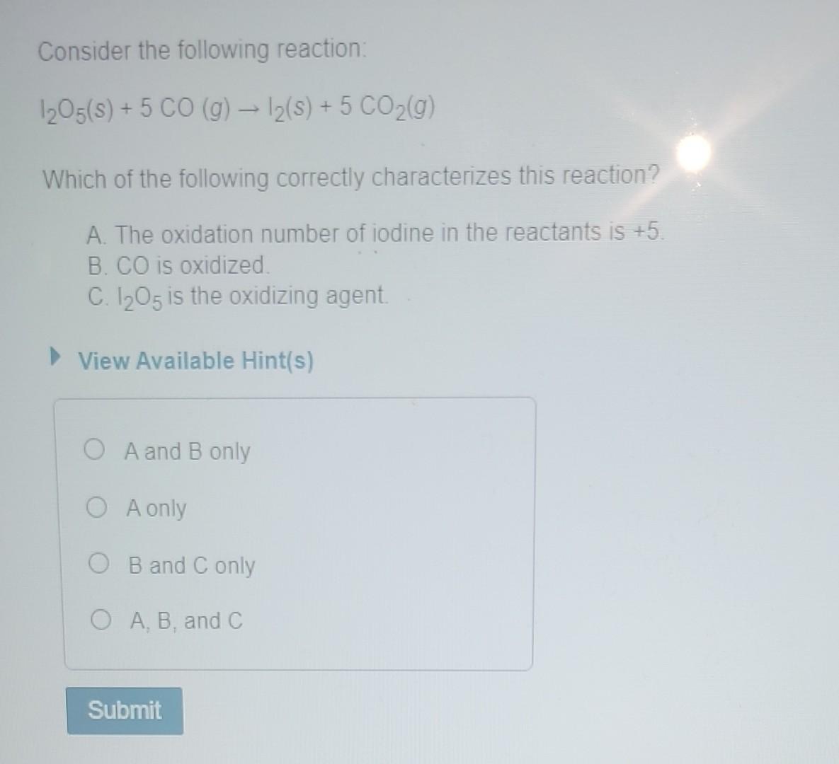 Solved Consider the following reaction: | Chegg.com
