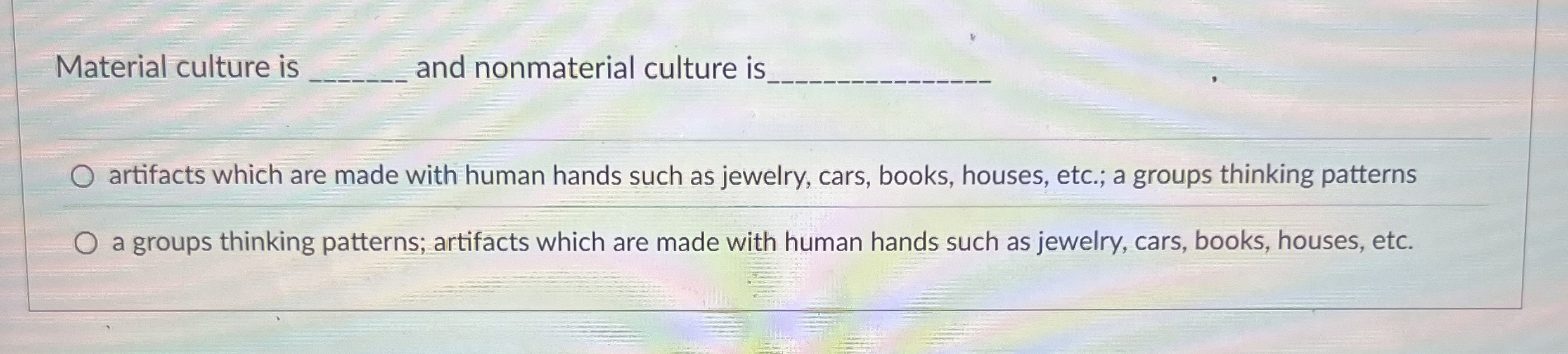 Solved Material culture isand nonmaterial culture | Chegg.com