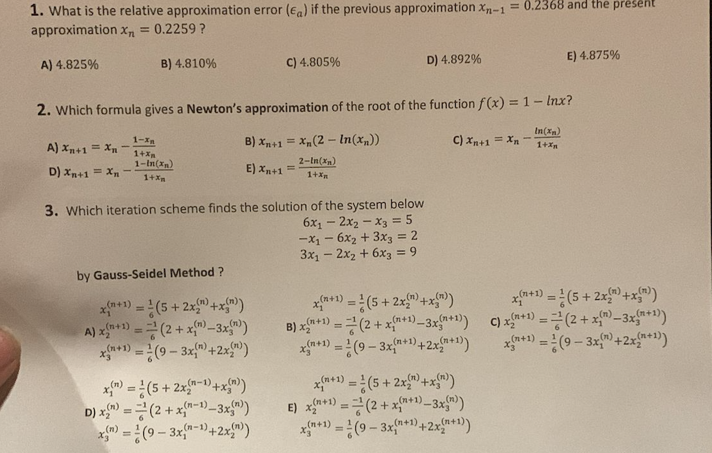 Solved What Is The Relative Approximation Error εlona if