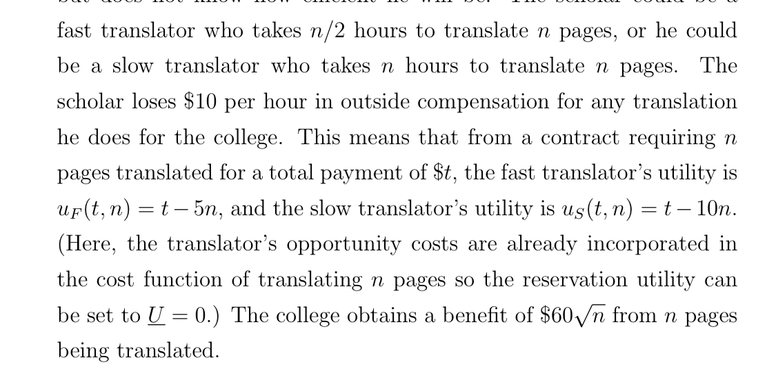 Solved fast translator who takes n2 ﻿hours to translate n | Chegg.com