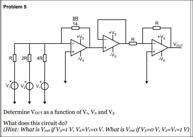 Solved Problem 5Determine VOuT ﻿as a function of V1,V2 ﻿and | Chegg.com