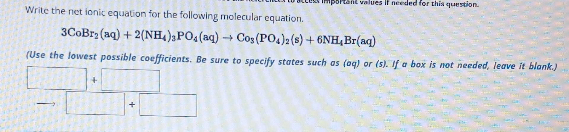 Solved Write the net ionic equation for the following | Chegg.com