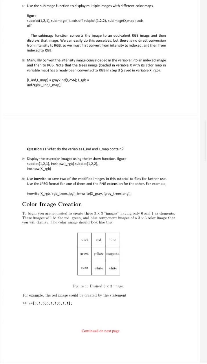 17. Use the subimage function to display multiple | Chegg.com
