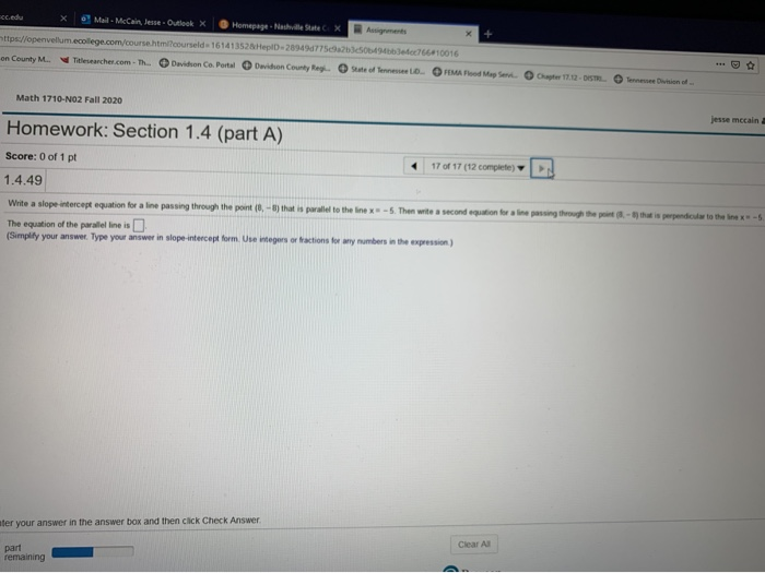 Solved o Mail - McCain Jense - Outlook X Homepage - | Chegg.com