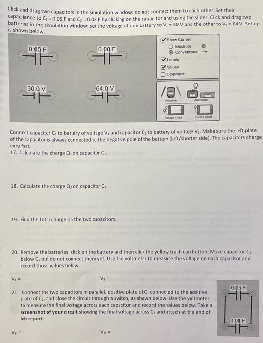 Solved Click and drag two capacitors in the simulation | Chegg.com