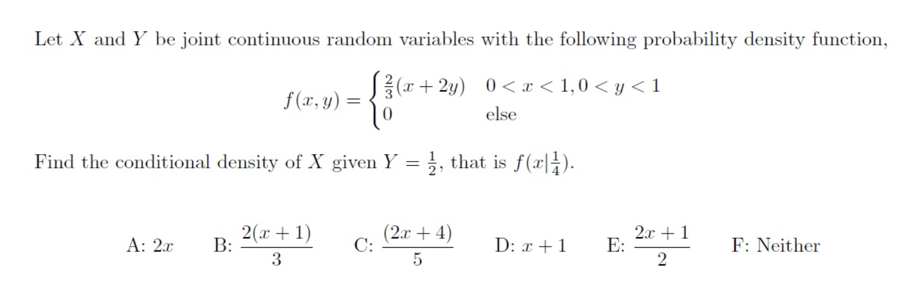 Solved Let x ﻿and Y ﻿be joint continuous random variables | Chegg.com