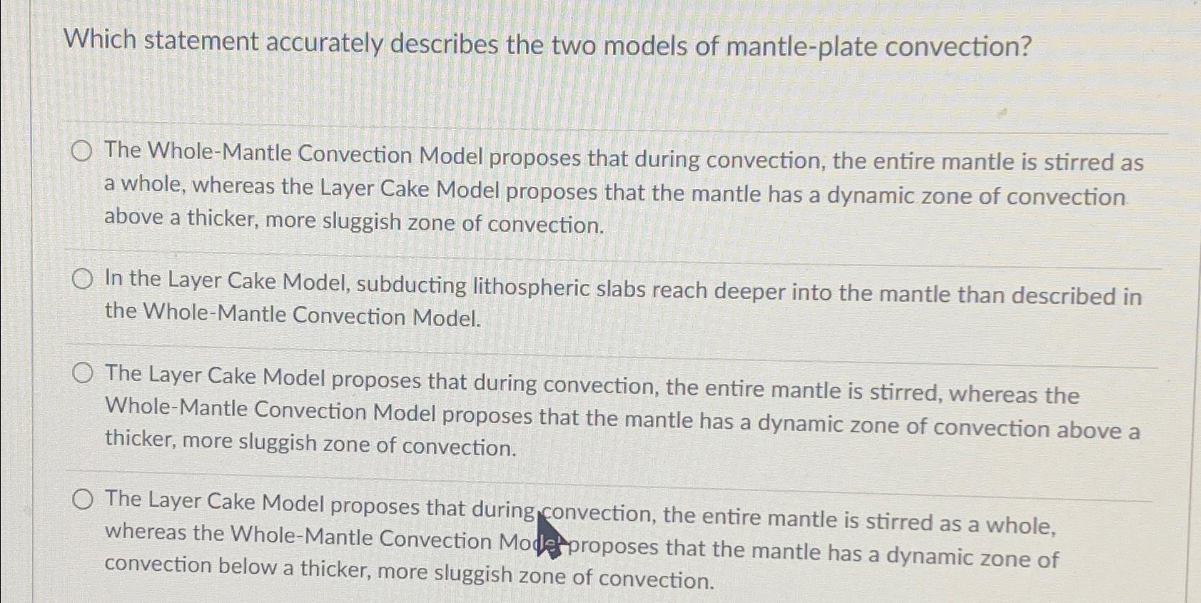 Solved Which statement accurately describes the two models | Chegg.com