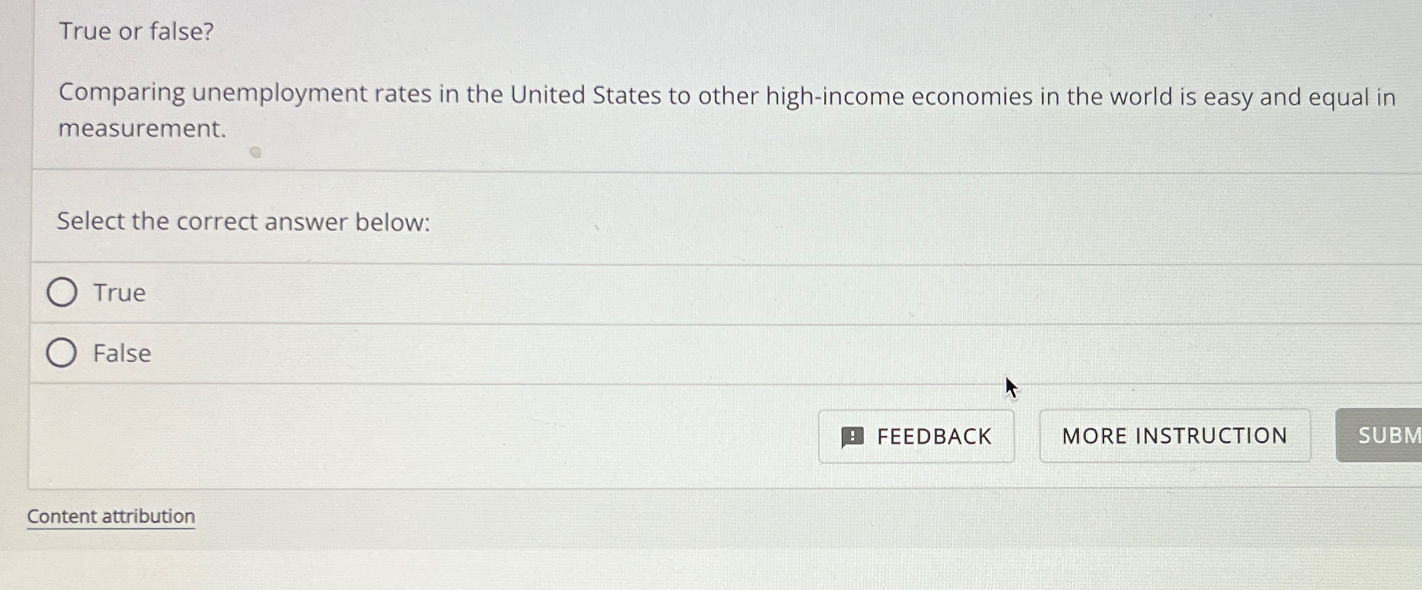 Solved True or false?Comparing unemployment rates in the | Chegg.com