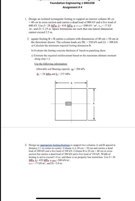 Solved Foundation Engineering 10401358 Assignment =4 1. | Chegg.com