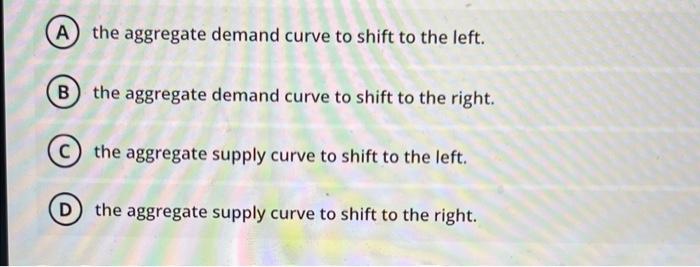 Solved the aggregate demand curve to shift to the left. the | Chegg.com