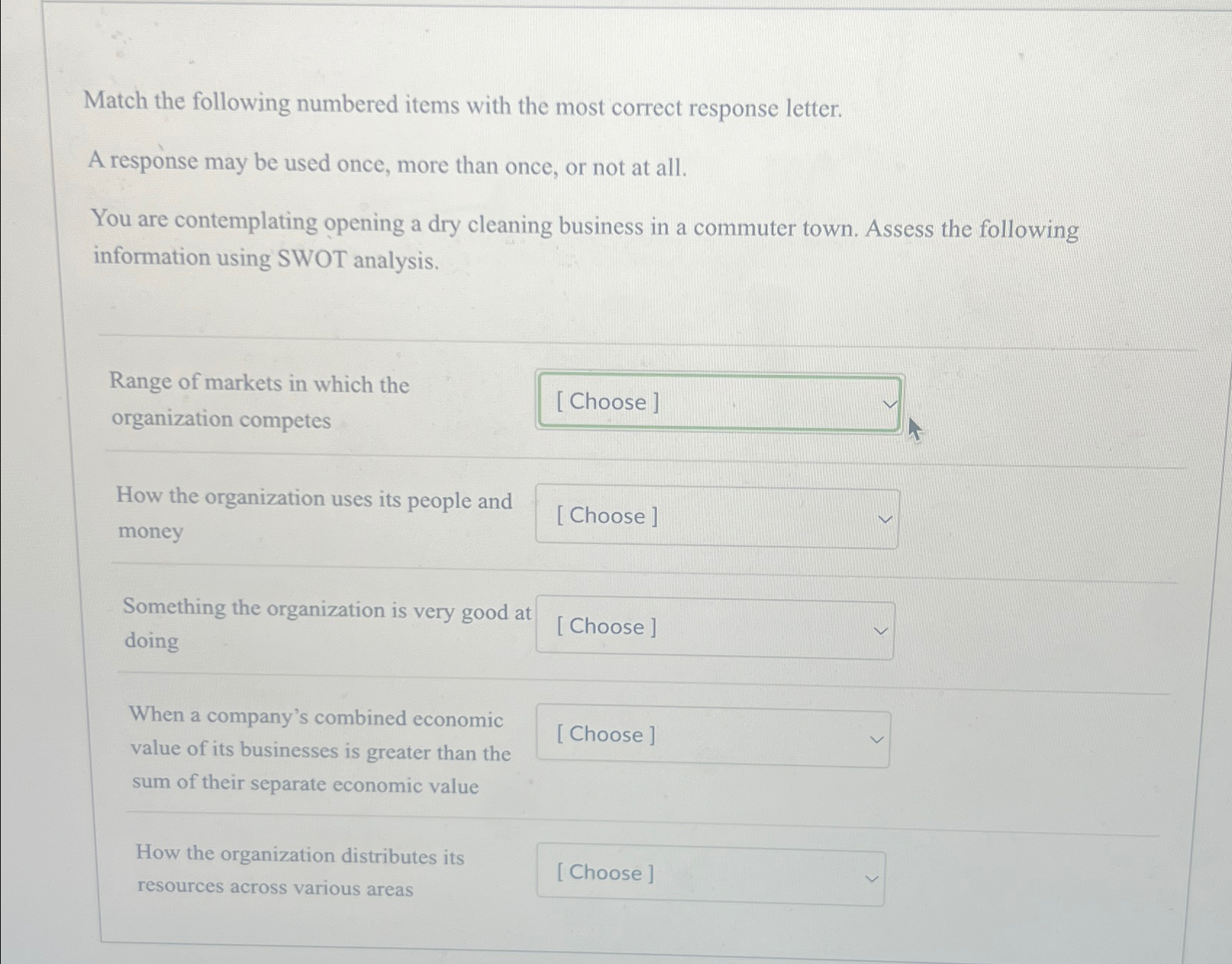 Solved Match the following numbered items with the most | Chegg.com
