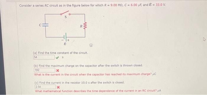 Solved Consider a series RC circuit as in the figure below | Chegg.com