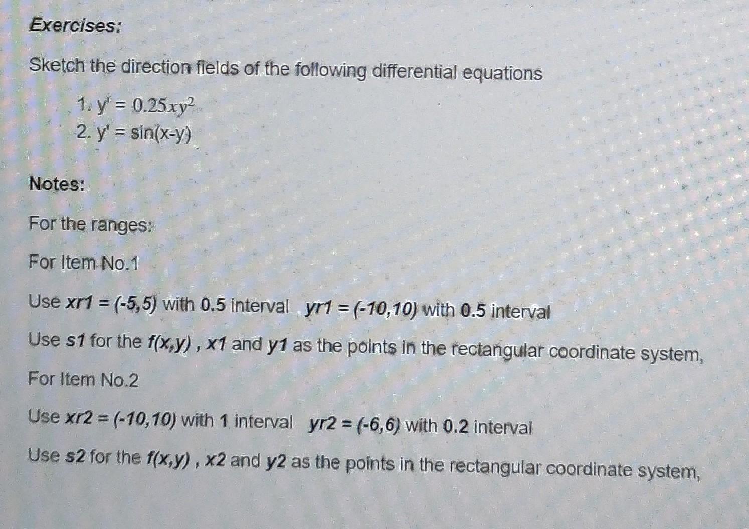 Solved Exercises Sketch The Direction Fields Of The