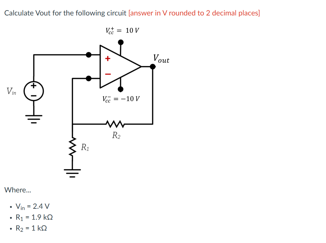 Solved Calculate Vout for the following circuit [answer in V | Chegg.com
