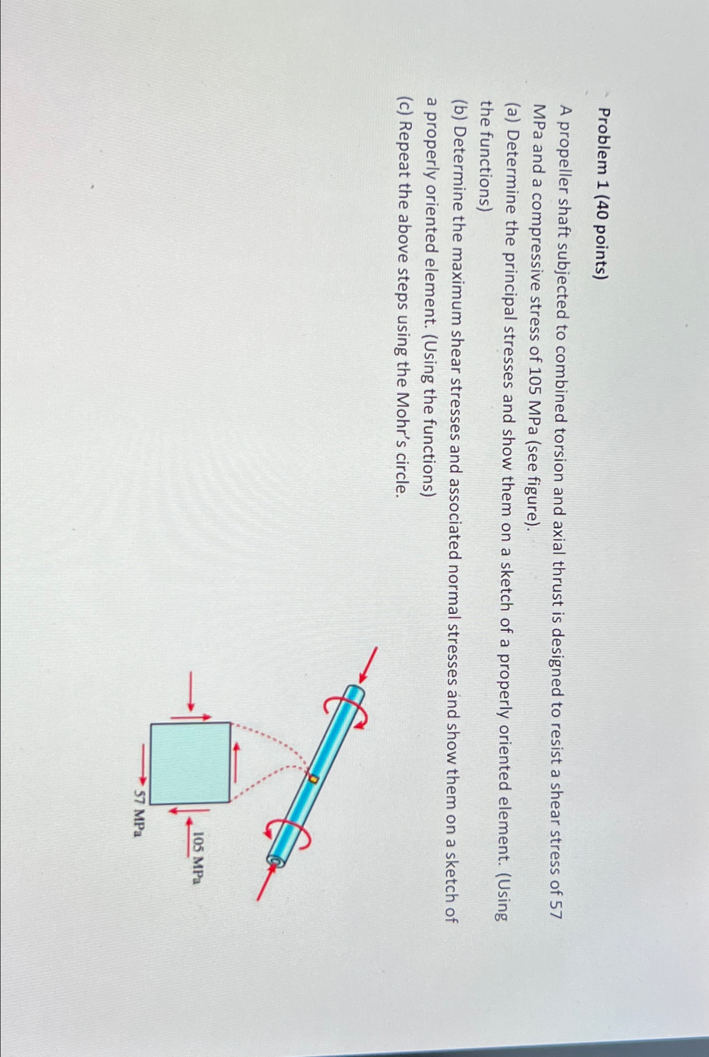 Solved Problem 1 (40 ﻿points)A propeller shaft subjected to | Chegg.com
