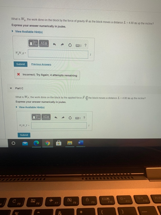Solved Work on a Block Sliding Up a Frictionless Incline A | Chegg.com