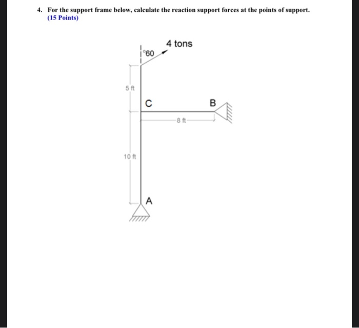 Solved 4. For the support frame below, calculate the | Chegg.com