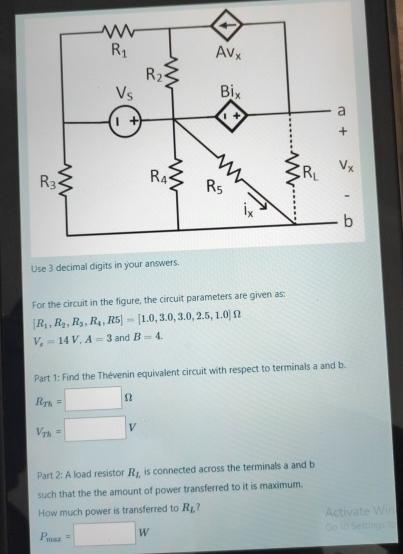 Solved Use 3 ﻿decimal digits in your answers.For the circuit | Chegg.com