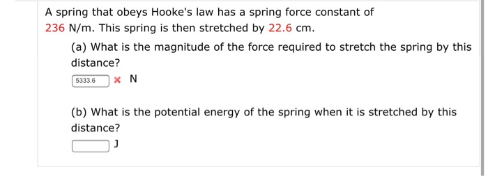 Solved A spring that obeys Hooke's law has a spring force | Chegg.com