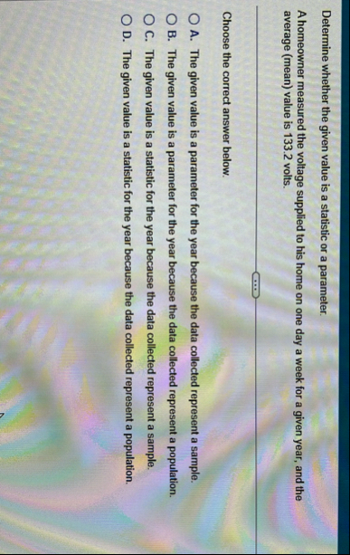 Solved Determine whether the given value is a statistic or a | Chegg.com