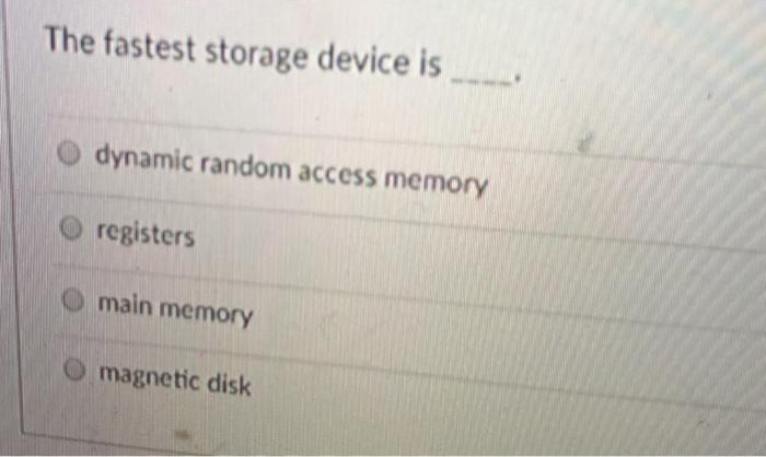 Solved The fastest storage device is dynamic random access | Chegg.com