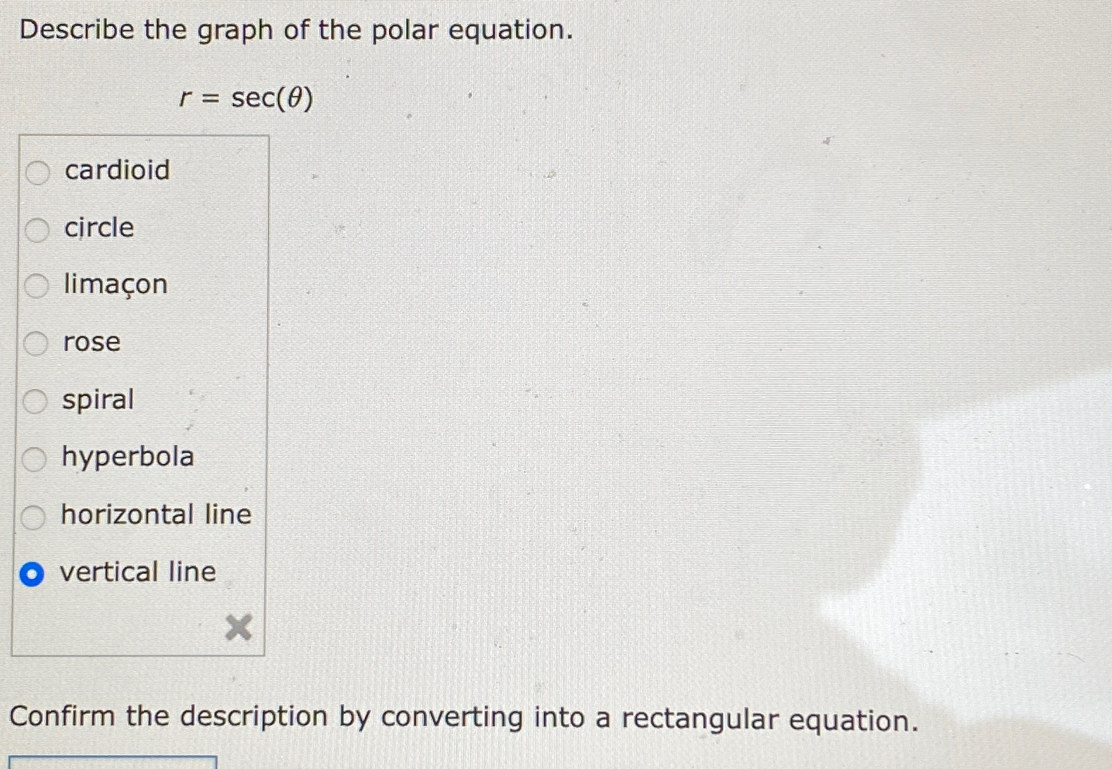 Solved Describe the graph of the polar | Chegg.com